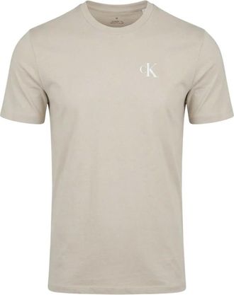 Calvin Klein Jeans Homme, Tops, Beige, Taille: L T-shirt en coton &agrave; manches courtes et col rond