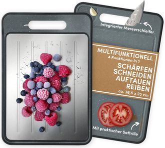STONELINE Auftaubrett Schneidebrett mit Auftau-Funktion 36,5 x 25 cm, 3x Schneller Auftauen Gefrorenes Fleisch Fisch Geflügel Tiefkühlprodukte, Auftauplatte Def