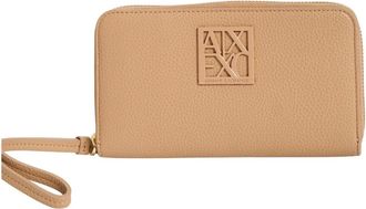 A|X Armani Exchange Femme, Accessoires, Beige, Taille: ONE Size Portefeuille zipp&eacute;