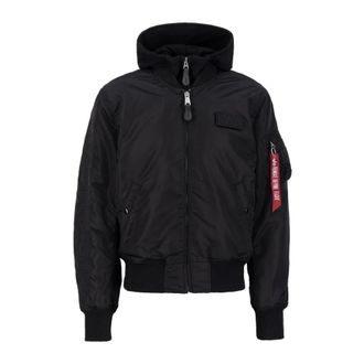 Alpha Industries Bomber Slim Fit avec Capuche Amovible - Homme - Vestes - Noir - Taille: XL