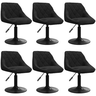 vidaXL Vidaxl - Chaises pivotantes &agrave; manger lot de 6 noir velours
