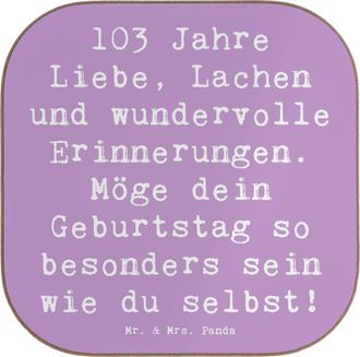 Mr. & Mrs. Panda Glasuntersetzer Spruch 103. Geburtstag - Geschenk, lebensjubil&auml;um, Coaster, gl&auml;seruntersetzer, 103 Jahre, Untersetzer, Happy Birthday, Alter, Glas, f&uuml;