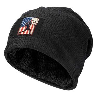 Ahdyr Bonnet en Maille gaufr&eacute;e, Polaire, Chaud, pour lhiver, Noir, pour Hommes et Femmes