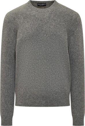 Dolce & Gabbana Homme, Pulls, Gris, Taille: M Pull en Laine &agrave; Col Rond