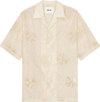 Nn.07 Nn07, Homme, Chemises, Beige, Taille: XL Ben Embroidered Shirt