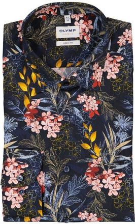 Olymp Herren Hemd blau geblümt