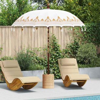vidaXL Vidaxl - Parasol balinais Cr&egrave;me (210-220) x 260 cm Coton et bois massif
