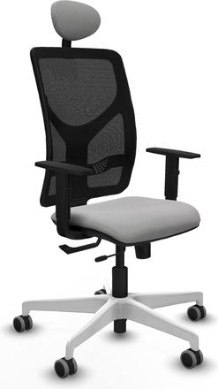 Piqueras y Crespo B&uuml;rostuhl mit 1D-Armlehnen, h&ouml;henverstellbarer Lendenwirbelst&uuml;tze und festem Kopfteil, ausgestattet mit Syncro/Traslack und Schneideschaum. Schwarz/He