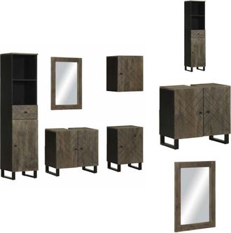 vidaXL Vidaxl - 5-tlg. Badmöbel-Set Schwarz Massivholz Mango - Badmöbel Set - Badmöbel Sets - Badmöbelset - Badmöbel