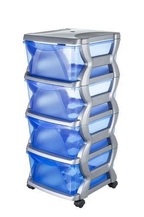 Bama Bama N&auml;ssestop S18 Insieme stapelbar Kommode mit 4 Schubladen, Silber, 36 x 40 x 80 cm