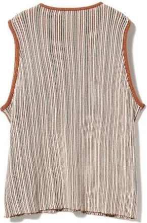 Beams Multi-Stripe Knit Tank Top - Brown