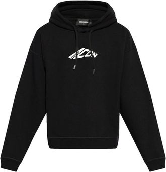 Dsquared2 Sweat &agrave; capuche logo coton - Homme - Sweatshirts et sweats &agrave; capuche - Noir - Taille: M