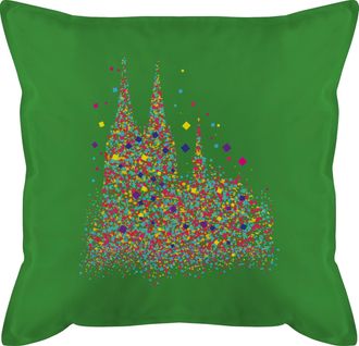 Shirtracer Kissen 50x50 - & - K&ouml;lner Dom Konfetti I Karneval I Fasching - 50 x 50 cm - Gr&uuml;n - geschenk karnevalskissen fasching- k&ouml;ln karnevals carnevale koln fa