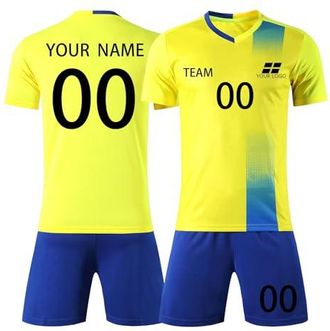 Generic Maillot de football personnalis&eacute; pour enfants adultes et jeunes avec maillot et short avec nom de l&eacute;quipe et logo, 1-6., L