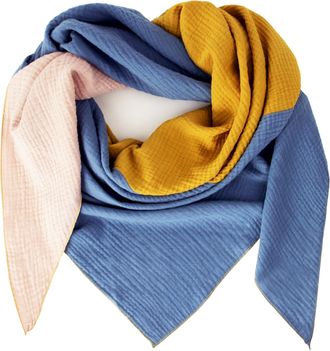 Glamexx24 Damen Schal, Dreieckschal Dreieckstuch Halstuch musselin Schal Poncho viele Farbkombinationen aus Baumwolle made in italy