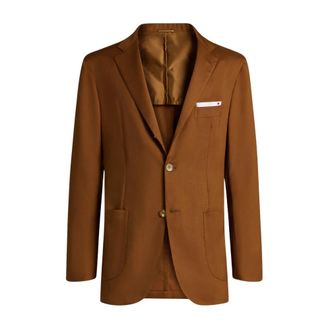 Kiton Cashmere Single-Breasted Jacke - - Jackets - Herren - Braun - XL