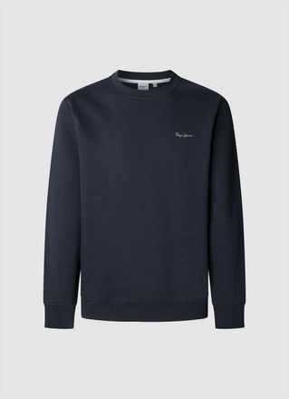Pepe Jeans London Sweatshirt MACBETH SMALL LOGO PLAIN CREW mit Rundhals, Label-Stitching