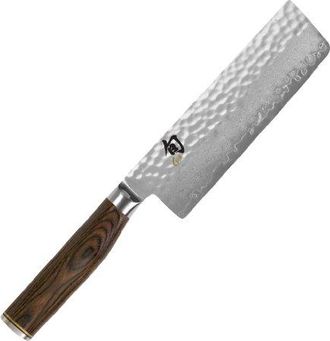 Kai Shun Premier Tim M&auml;lzer Nakiri 14 cm Longueur de Lame - Noyau VG-Max 61 (&plusmn;1) HRC, Acier Damas Poli de 32 Couches - Manche en Pakkawood Marron Moyen - 