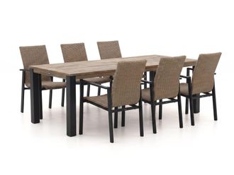 Manifesto Furniture Manifesto Villongo/ROUGH-S 220 cm Gartenm&ouml;bel-Set 7-teilig stapelbar