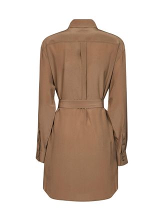 Burberry Womens Shirt Dress Camel Silk