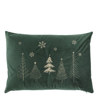 Chic Antique Kissenbezug AIX Gr&uuml;n WEIHNACHTSB&Auml;UME 35x50 cm