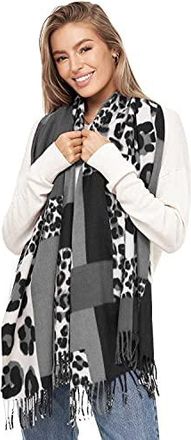 Glamexx24 Écharpe XXL pour femmes, modèle Leo chaud, écharpe poncho à franges multicolores, écharpe en couverture surdimensionnée