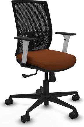 Piqueras y Crespo Stuhl geeignet f&uuml;r die Arbeit mit schwarzen und wei&szlig;en Armlehnen, h&ouml;henverstellbare Lendenwirbelst&uuml;tze, ausgestattet mit 4 Positionen, Schwarz/Braun