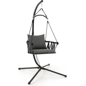 Costway Costway - Fauteuil Suspendu 1 Place avec Support en Acier, Balan&ccedil;oire Suspendue avec Si&egrave;ge Rembourr&eacute; et Coussin Amovible, Chaise Hamac pour