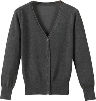 Generic Cardigan court noir en jersey pour femme, manteau de printemps, pull tricot&eacute; mode cor&eacute;enne, gris fonc&eacute;, Taille 3XL