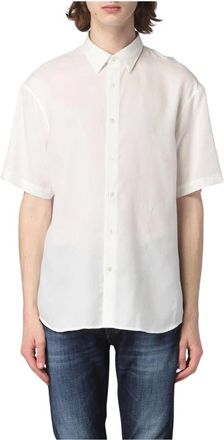 Emporio Armani Homme, Chemises, Blanc, Taille: L Chemise en soie à manches courtes