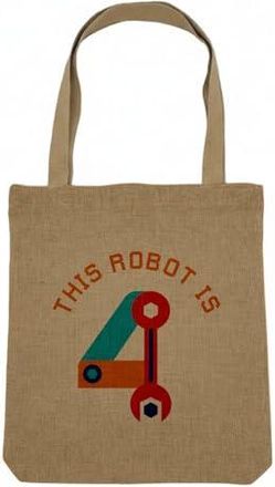 Fabulous Sac Shopping Tote Bag Aspect Lin - This Robot is 4 Celebration Birthday Party Gift Mechanic Machine - Sac de Courses Toile Epaisse 360g Beige Naturel 