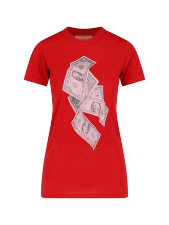ERL Rotes Erl T-Shirt Aus Baumwollmischung Money