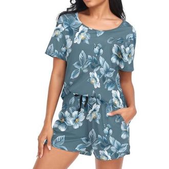 Mnsruu Ensemble de pyjama à manches courtes pour femme Motif cachemire floral, Multi243, XXL Taille courte