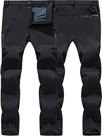 Generic Pantalon de ski en polaire pour homme - Coupe ajustée - Pantalon de randonnée thermique - Imperméable - Softshell - Chaud - Rembourré - Avec poches zi