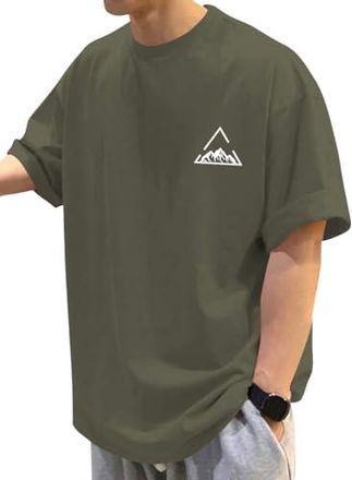 TOMWELL Oversize T-Shirt pour Homme Manche Courte à col Rond Été Hauts Manches Courtes Basique Couleur Solide Sweatshirt Top Basic Tee Shirt Col Rond Vintage 