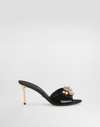 Dolce & Gabbana Keira Patent Leather Embellished Mules - Frau Pantoletten Und Mules Multicolor 38.5