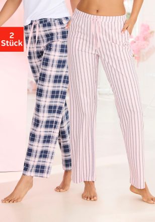 Vivance Pyjamahose VIVANCE DREAMS, Damen, Gr. 32/34, N-Gr, rosa, blau, gemustert, Single Jersey, Obermaterial: 100% Baumwolle, gemustert, Basic, Basic schmal 