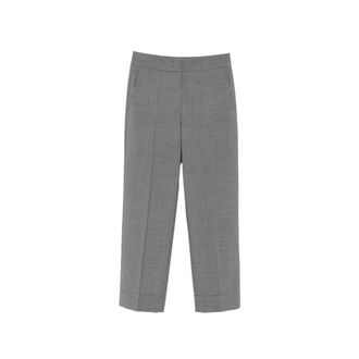 PESERICO Femme, Pantalons, Gris, Taille: 38 FR Pantalon droit &agrave; revers et pli marqu&eacute;