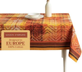 Maison d'Hermine Tischdecke, quadratisch, 100 % Baumwolle, wiederverwendbar, dekorativ, für Alltag, Esszimmer, Bauernhaus, Zuhause, Party, Feste und Hochzeit, 137,2 x 