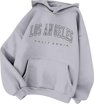 Generic Sweat &agrave; capuche assorti pour femme avec inscription &laquo; Los Angeles California &raquo; - Style vintage - Avec capuche - Pour adolescentes et filles - Doublure