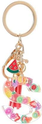 Generic Porte-cl&eacute;s en r&eacute;sine avec 26 lettres et pampille past&egrave;que Sifflet cr&eacute;atif Dragonne, s, taille unique