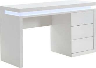 Vente-Unique Schreibtisch mit 3 Schubladen & LED-Beleuchtung - MDF - Wei&szlig; - Emerson