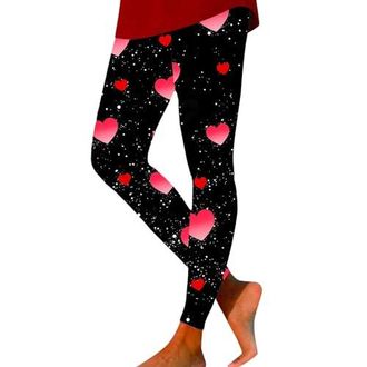 Generic Legging d&eacute;contract&eacute; pour femme avec impression de lettres pour la Saint-Valentin 2026, Rouge, XXL
