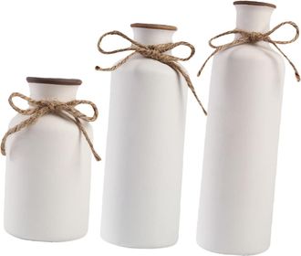 NUOBESTY Keramikvase 3 St&uuml;ck Wei&szlig; Kleine Blumenvase Modern F&uuml;r Wohnzimmer Dekoration Aus Keramik F&uuml;r Trockenblumen Und Hydrokultur