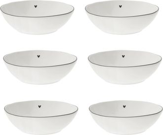 Bastion Collections 6er Set Müslischalen Heart flach mit schwarzem Herz D. 17cm