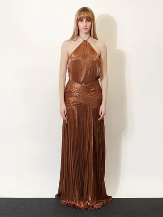 Retrof&ecirc;te Womens Pleated Dress Brown Polyester