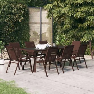 vidaXL Ensemble &agrave; manger de jardin 9 pcs Marron et noir vidaXL
