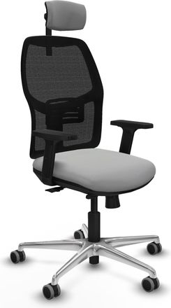 Piqueras y Crespo Arbeitsstuhl mit Alfera-Armlehnen, h&ouml;henverstellbarer Lendenwirbelst&uuml;tze und h&ouml;henverstellbarem Kopfteil und Neigungsverstellung, ausgestattet mit Syn
