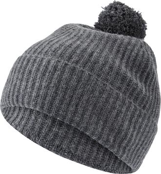 Falke Unisex Beanie-M&uuml;tze Hat with Pompom U Be Kaschmir schnelltrocknend warm 1 St&uuml;ck, Grau Dark Grey Heather 3278, ONESIZE