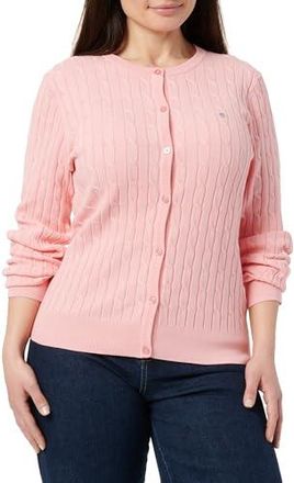 GANT Stretch Cotton Cable Cardigan, Cardigan Femme, Geranium Pink